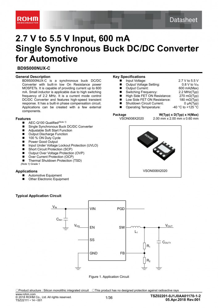 BD9S000NUX-CE2 datasheet page 1