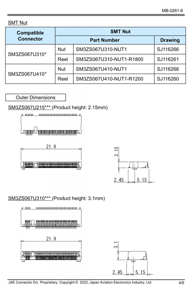 JAE SM3 Series document page 4