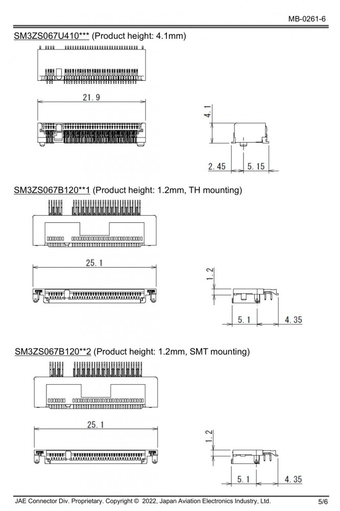 JAE SM3 Series document page 5