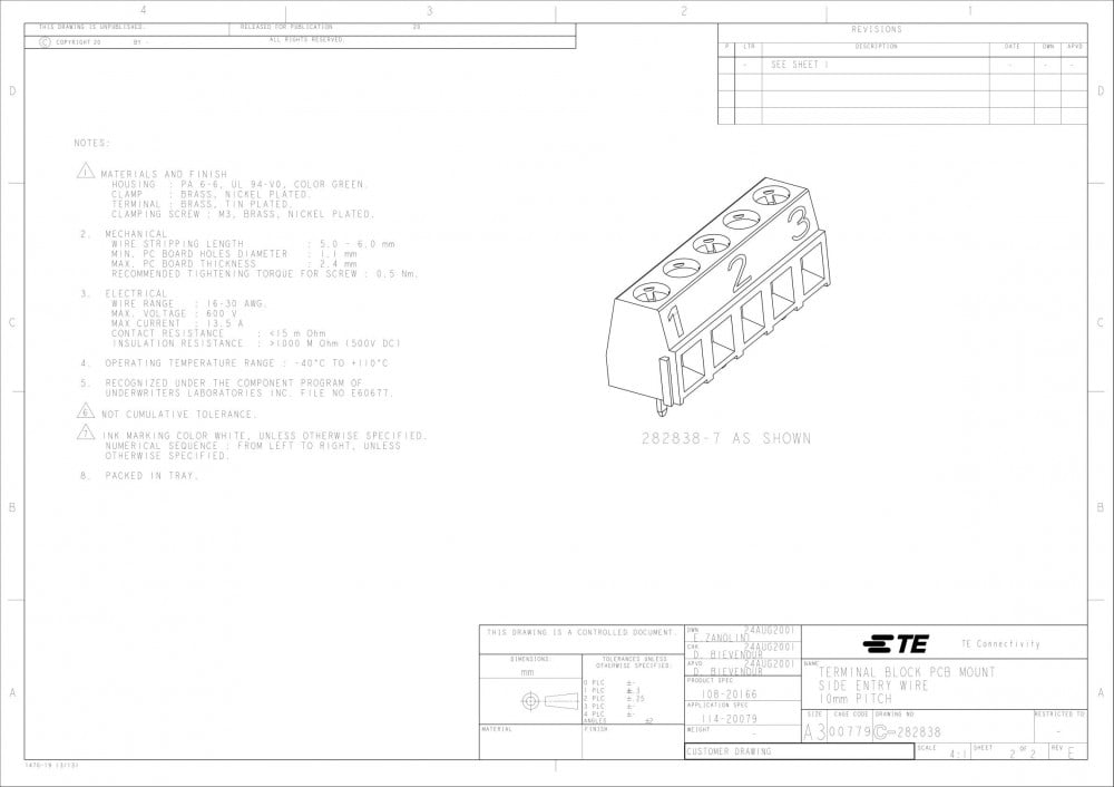 TE Connectivity 282838-4 technical drawing page 2