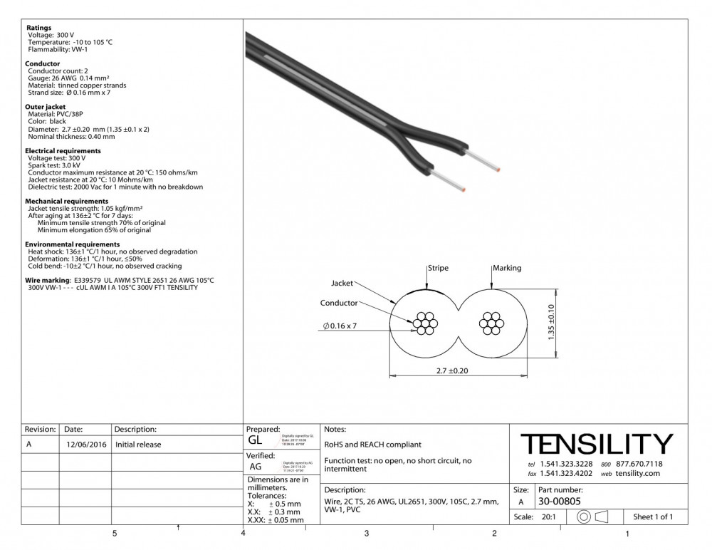 Tensility International 30-00805 product drawing