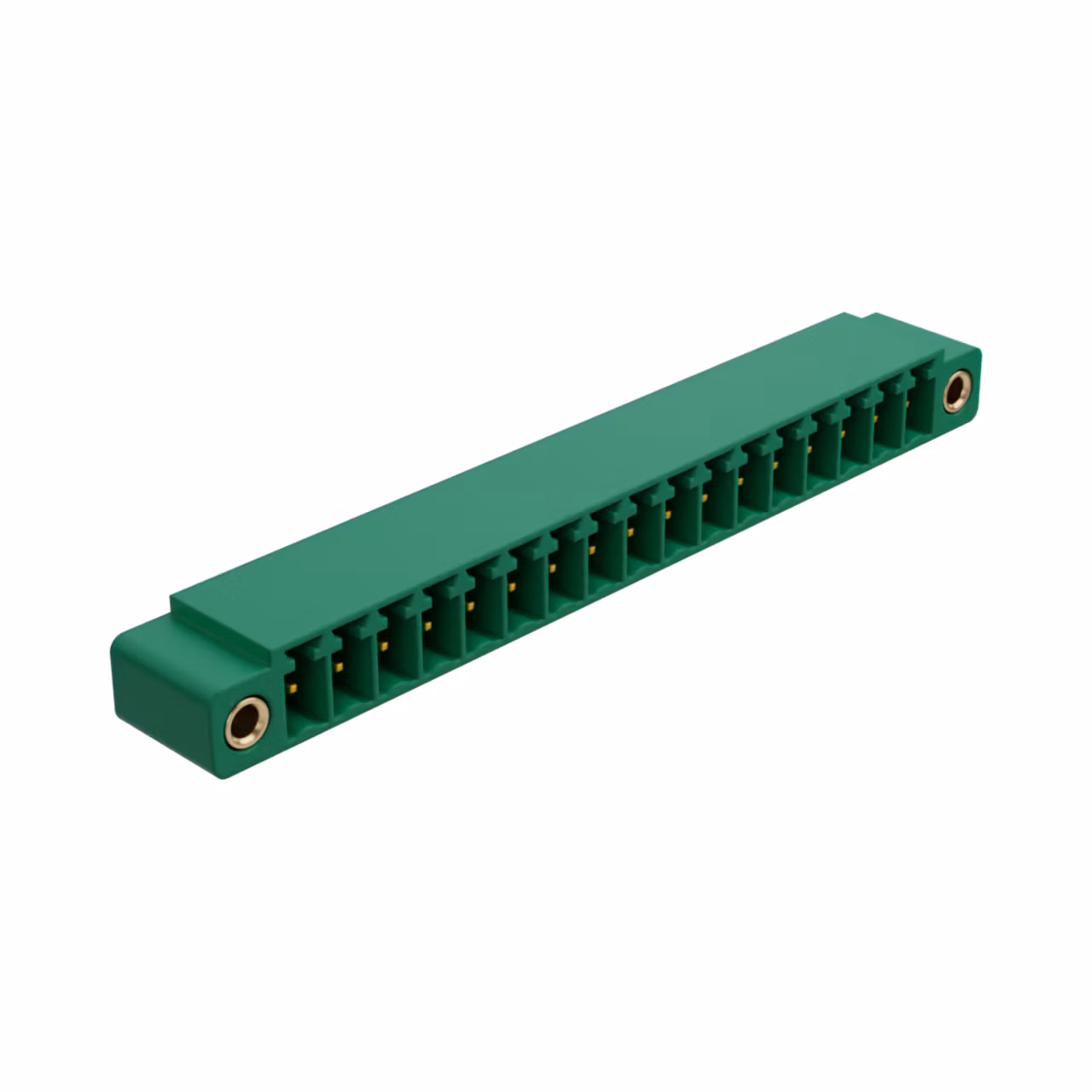 3.50mm Pitch Eurostyle Right-Angle PCB Header, with Threaded Retention Inserts, Green Housing, Gold (Au) Plated, 17 Circuits for sale