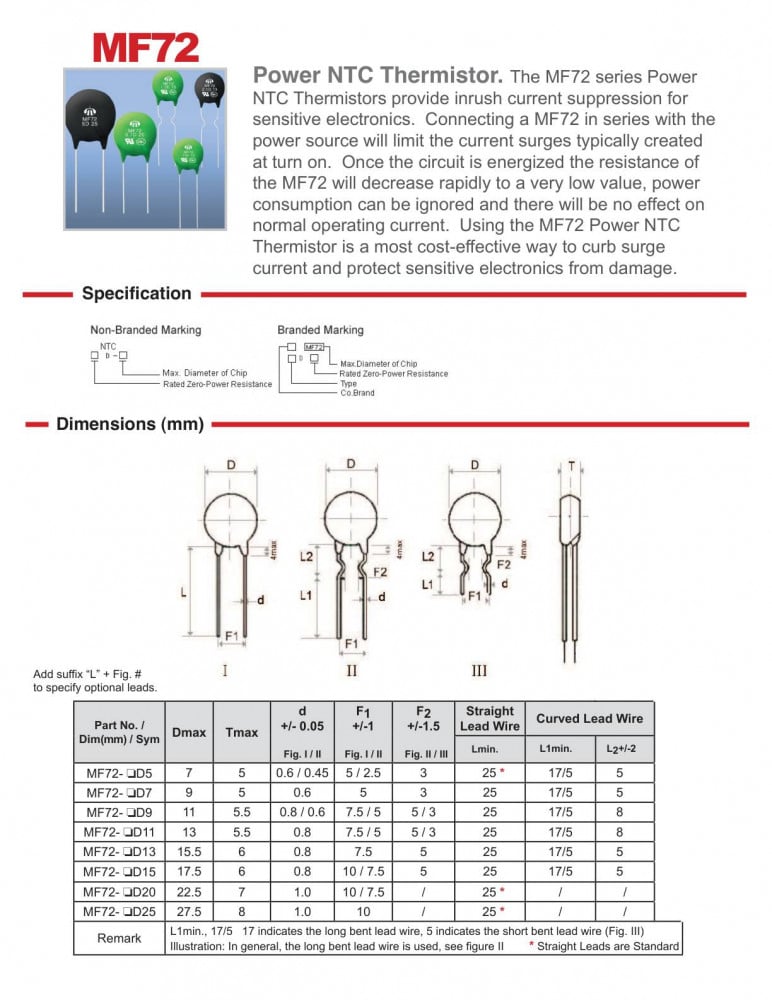 Cantherm MF72 datasheet page 2