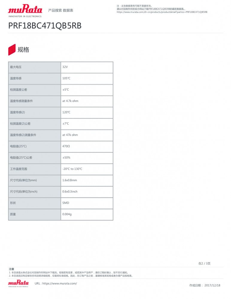 PRF18BC471QB5RB technical document page 2