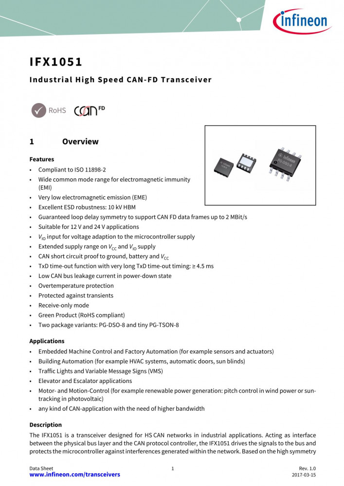 IFX1051 datasheet page 1