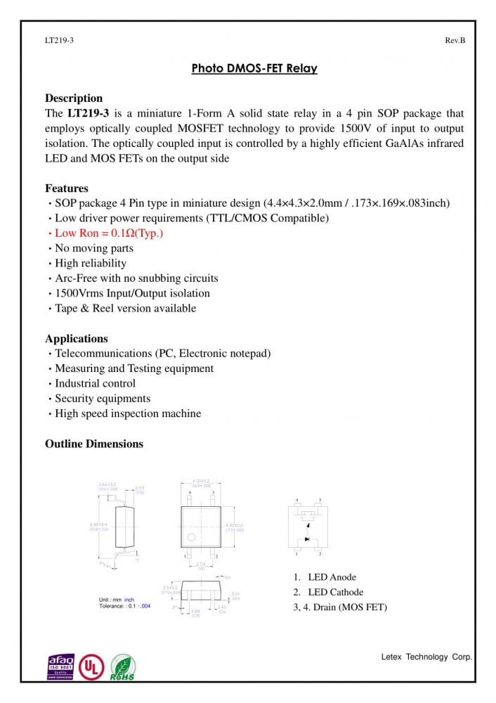 LT219-3 datasheet page 1
