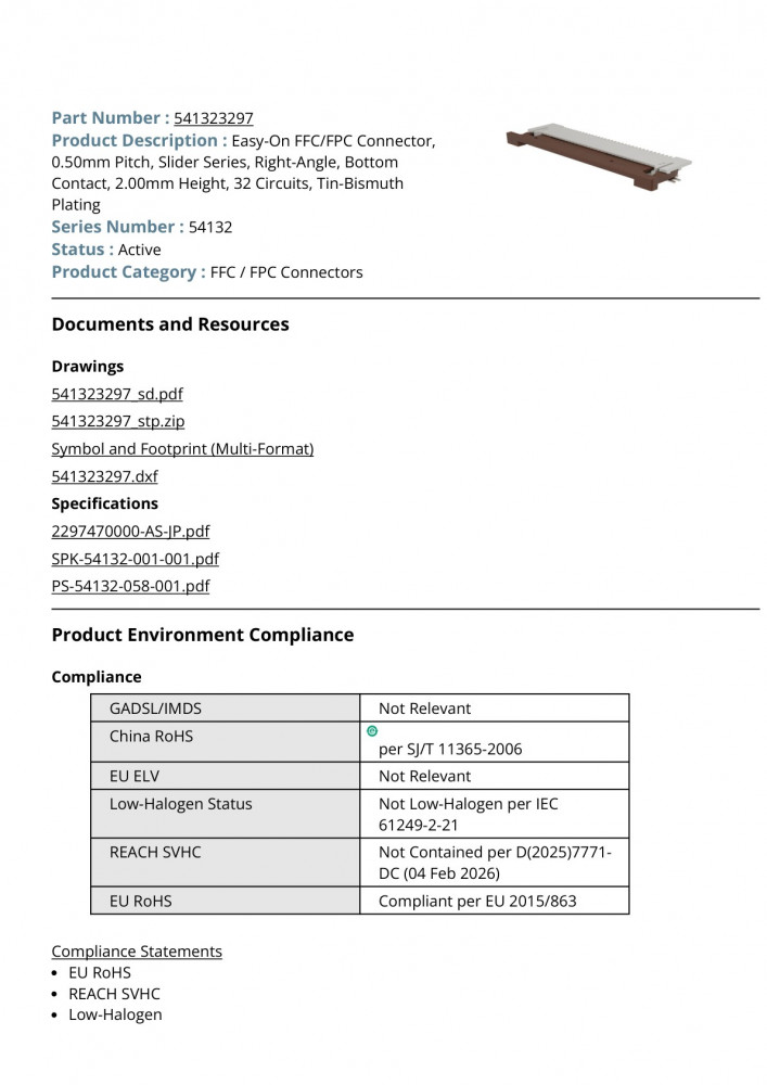 MOLEX 541323297 technical document page 1
