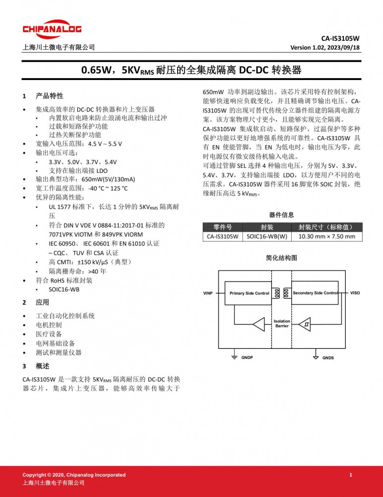 CA-IS3105W datasheet page 1