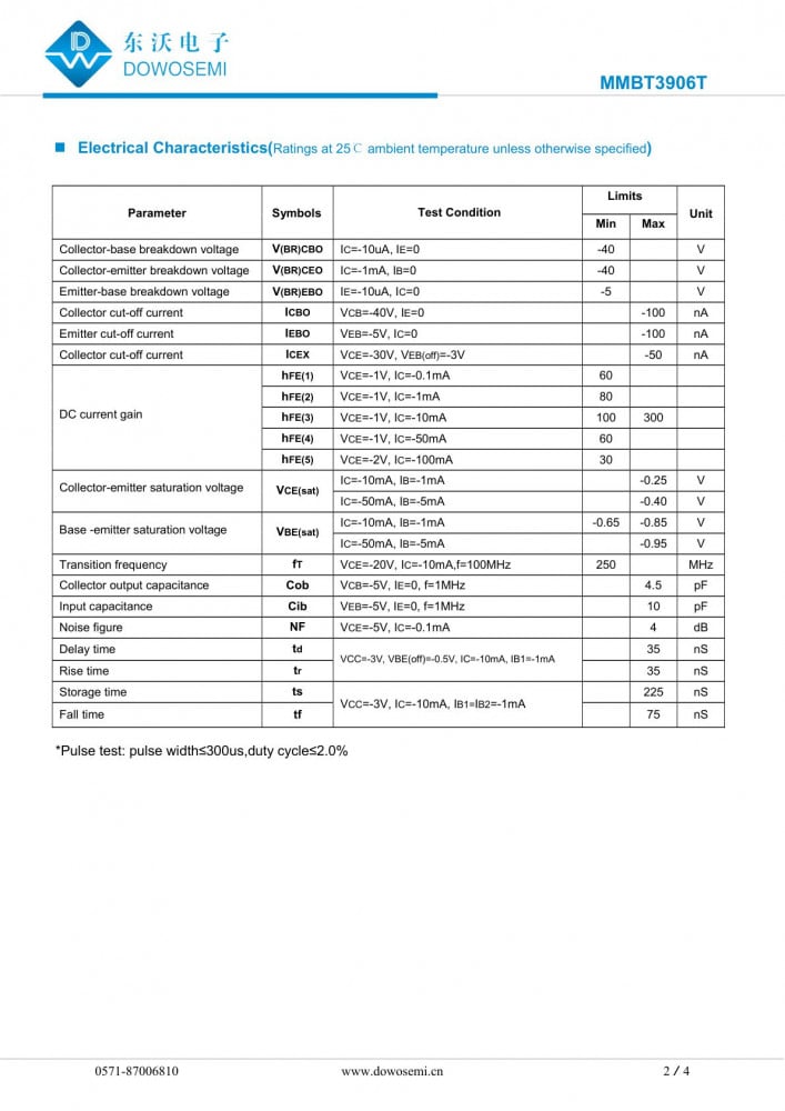 MMBT3906T datasheet page 2