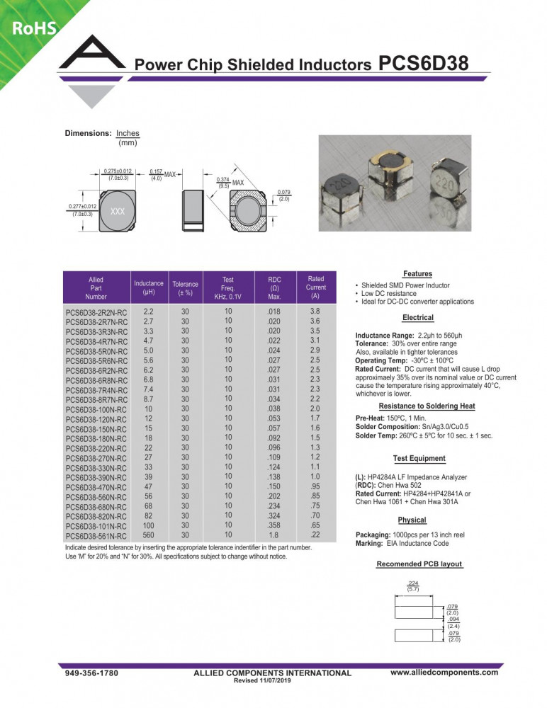 PCS6D38 series product document image