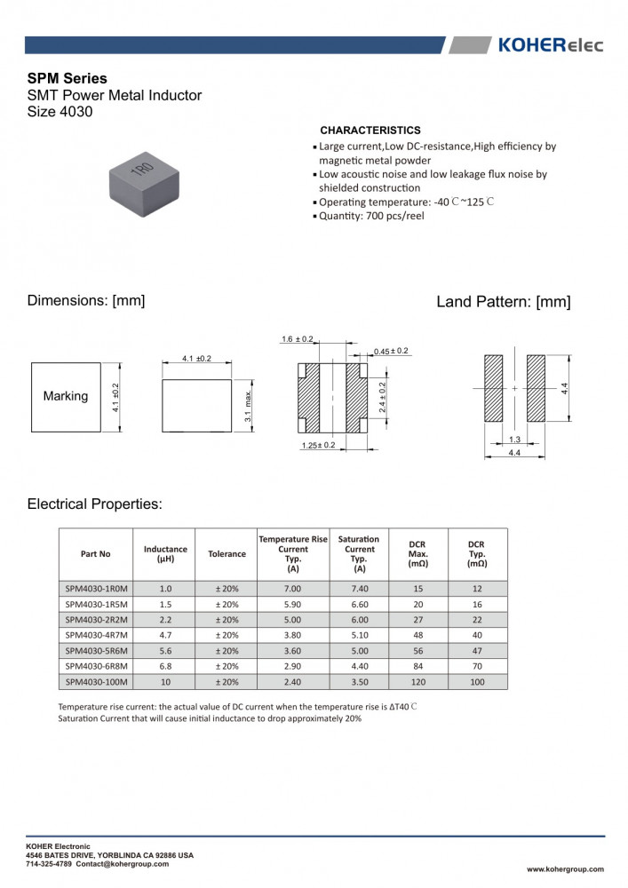 SPM4030-100M technical document page 1