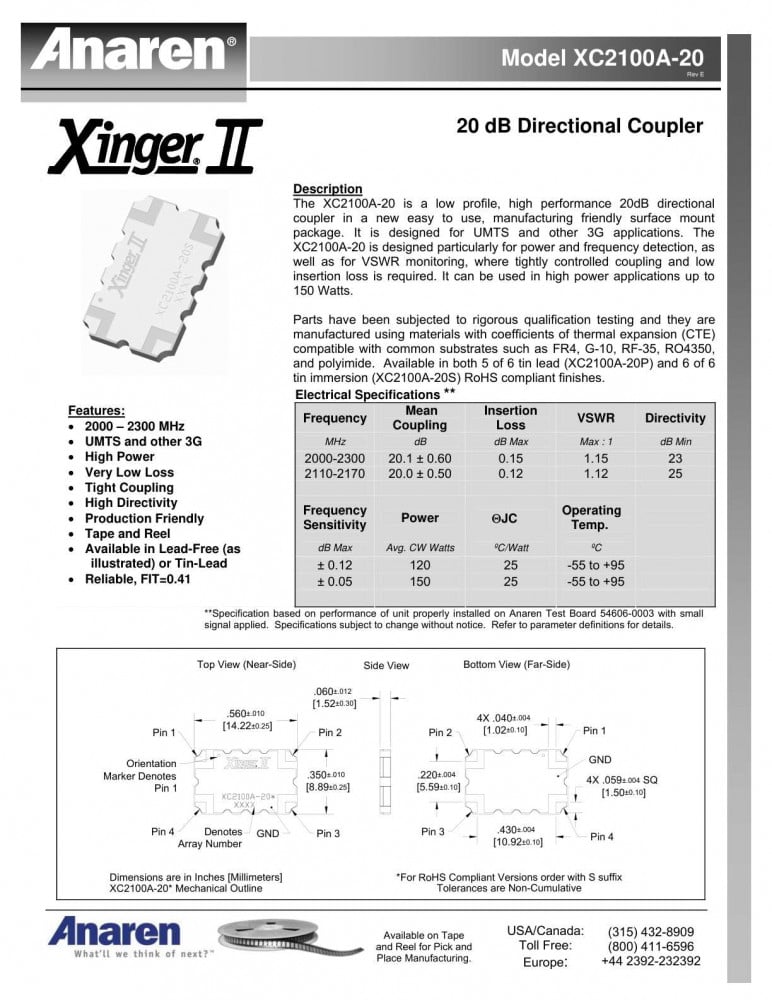 XC2100A-20S datasheet page 1
