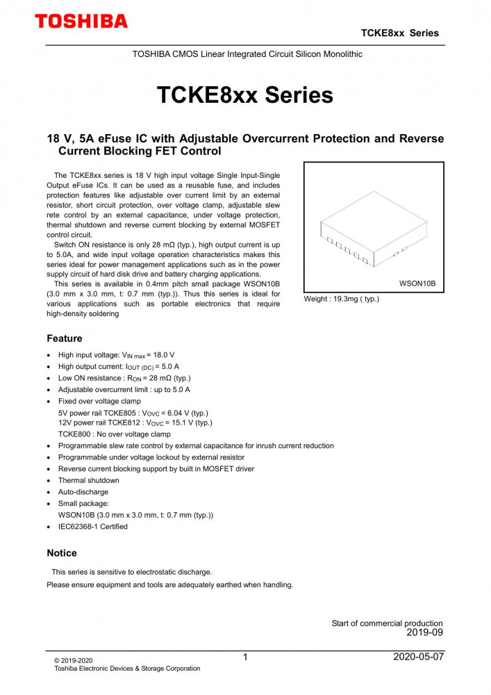 TCKE800NL datasheet page 1