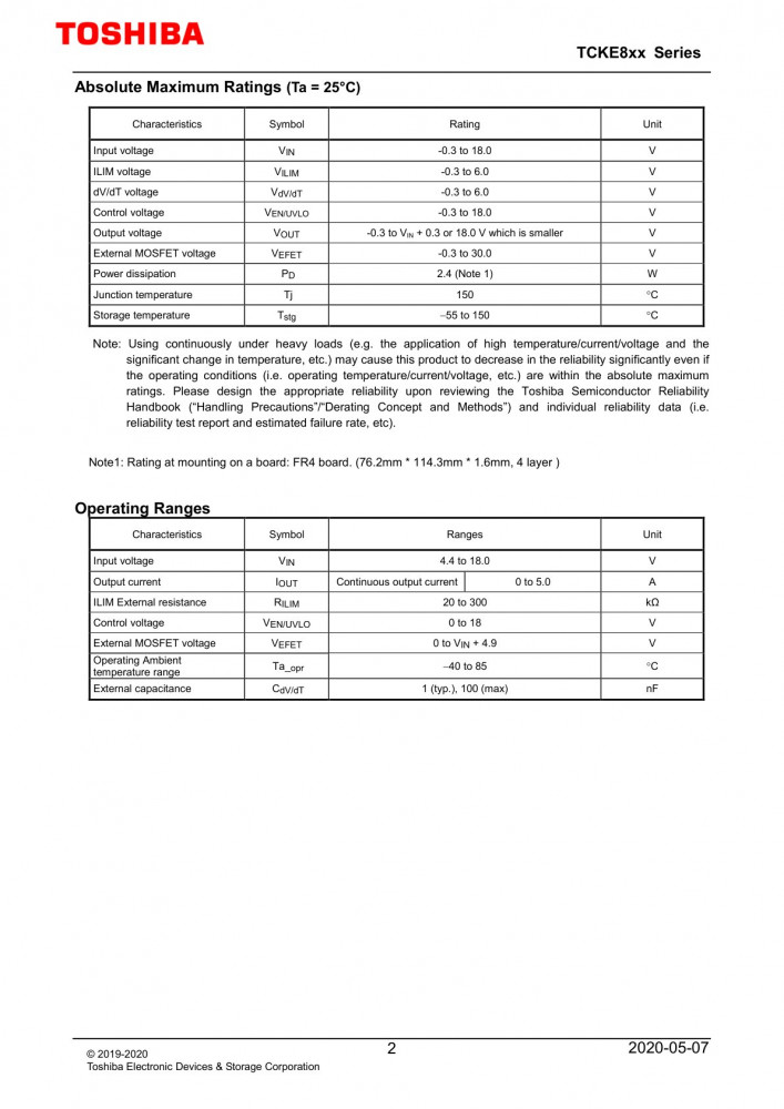 TCKE800NL datasheet page 2