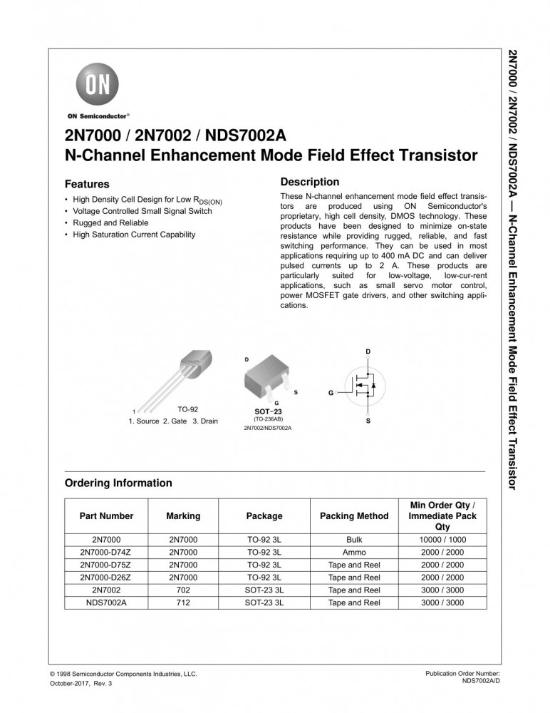 NDS7002A datasheet page 1