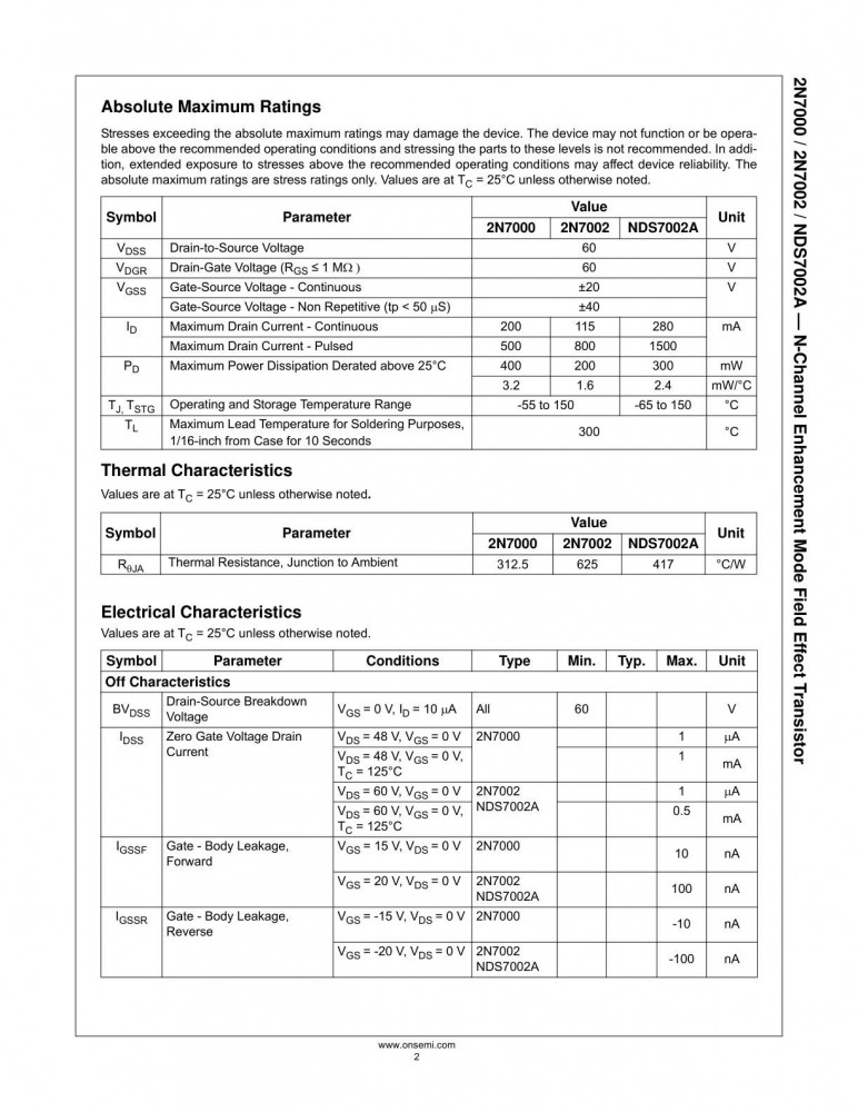 NDS7002A datasheet page 2