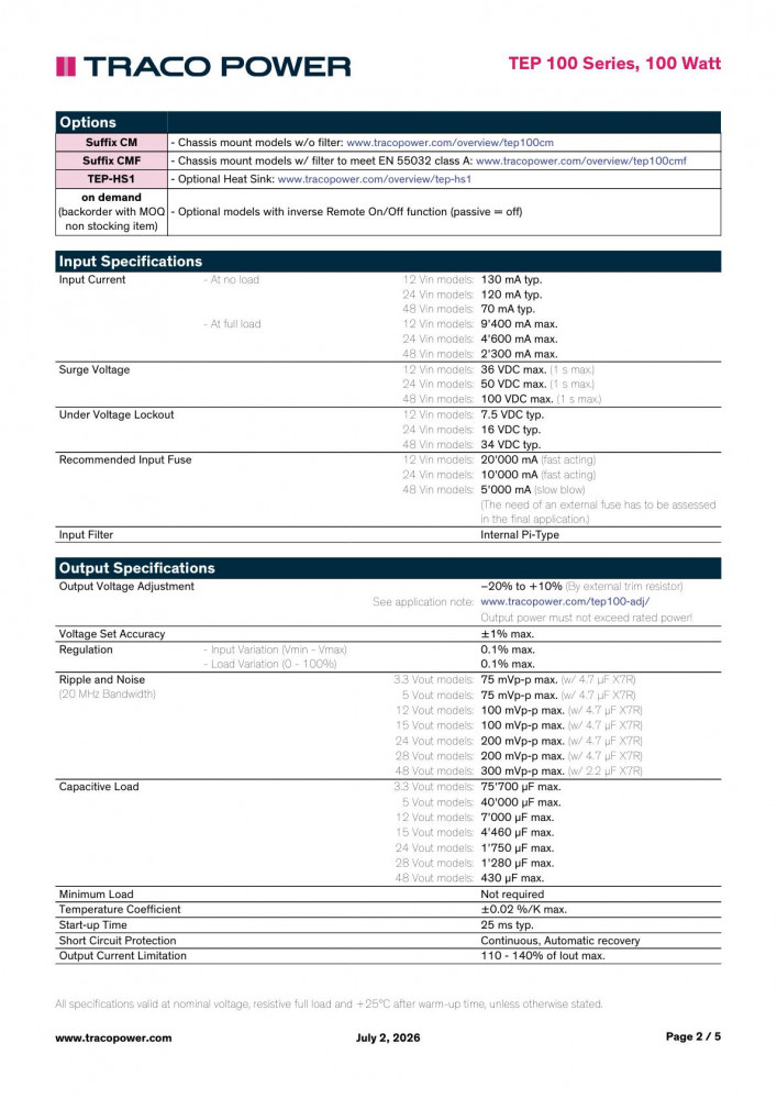 TEP 100 technical document page 2