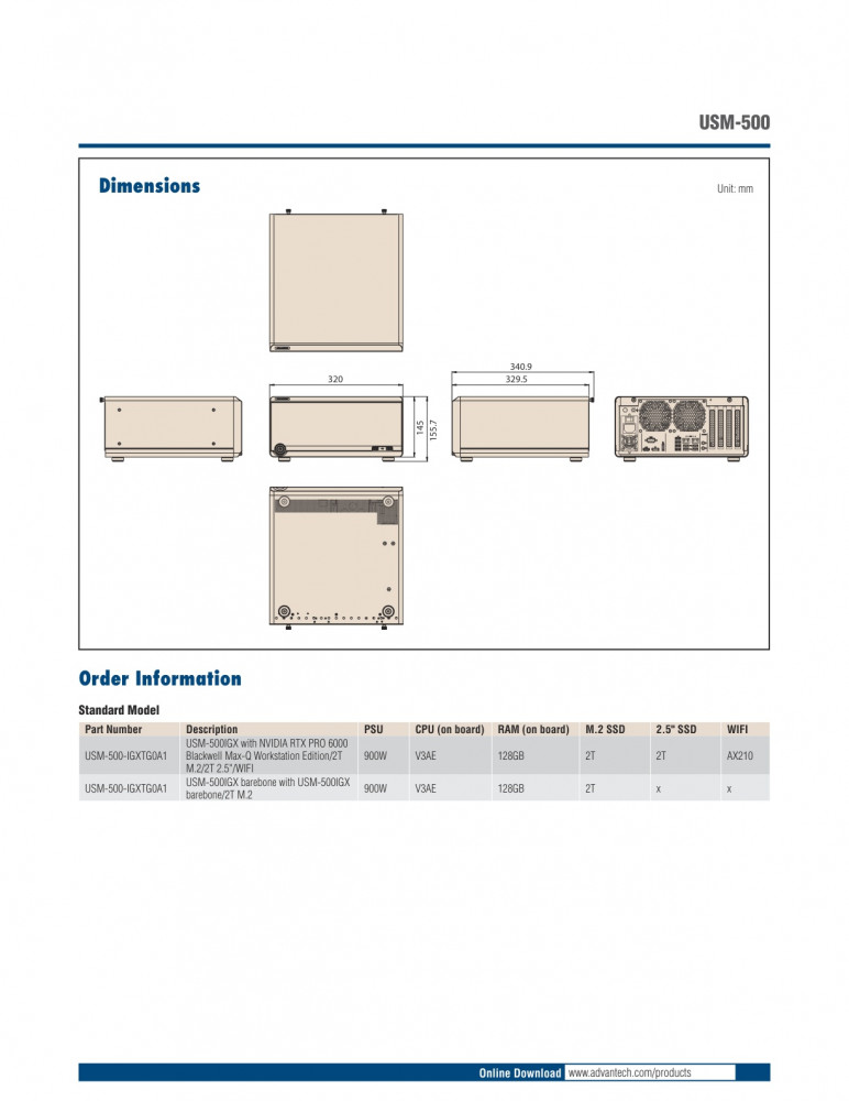 USM-500 product document page 2