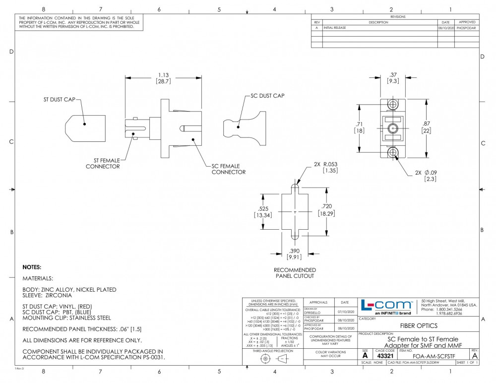 L-com FOA-AM-SCFSTF technical document page
