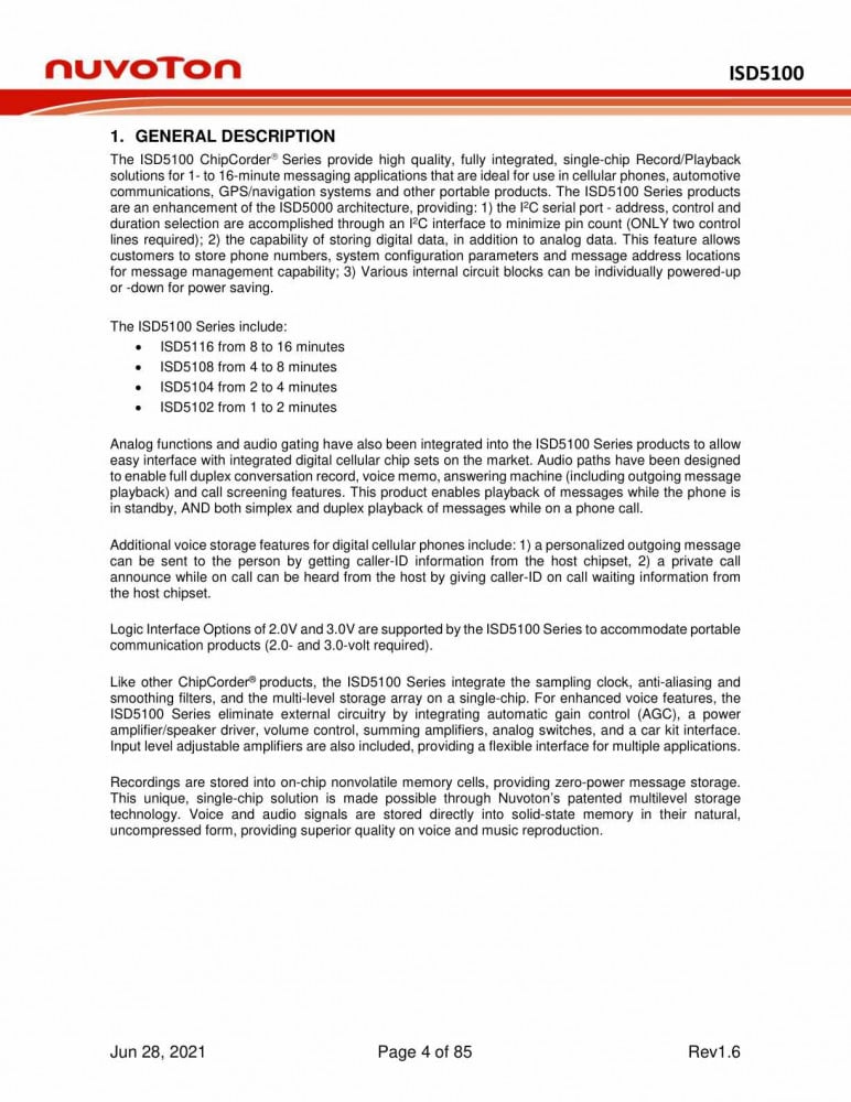 ISD5102SYI datasheet page 4