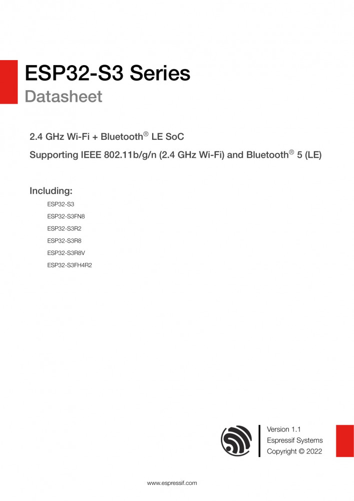 ESP32-S3 datasheet page 1