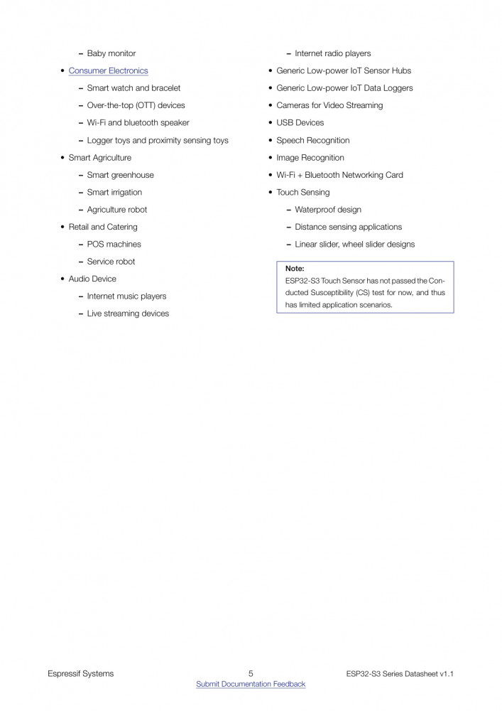 ESP32-S3 datasheet page 5