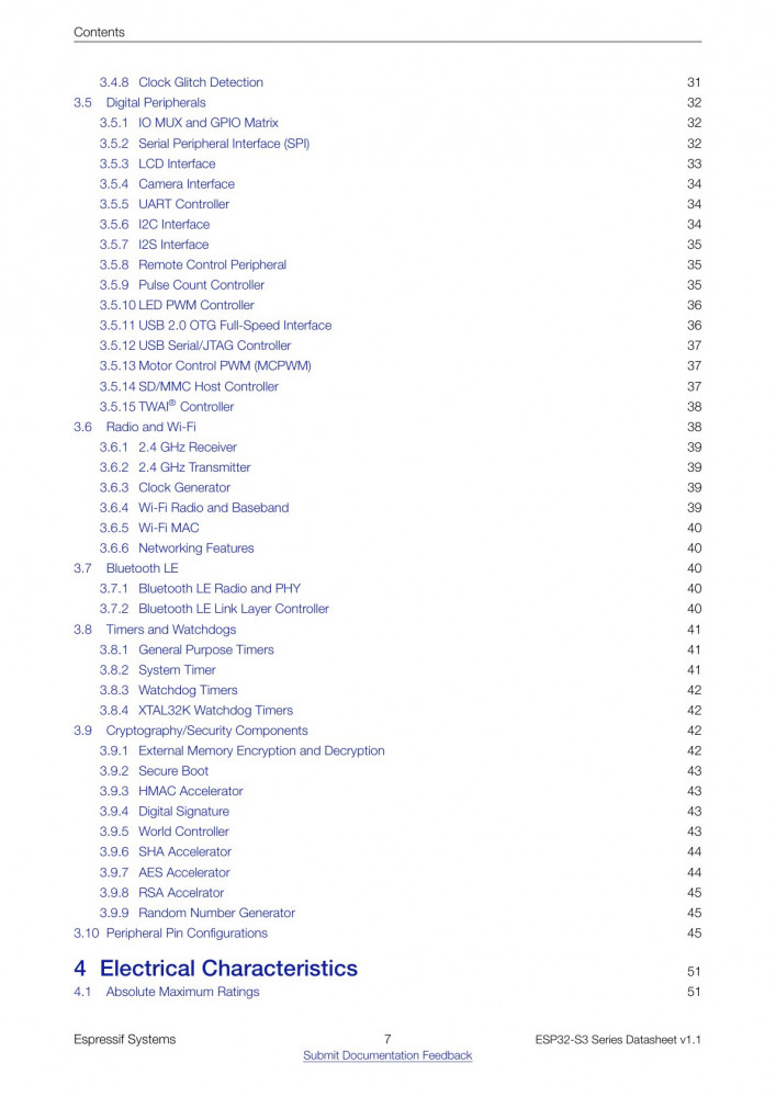 ESP32-S3 datasheet page 7