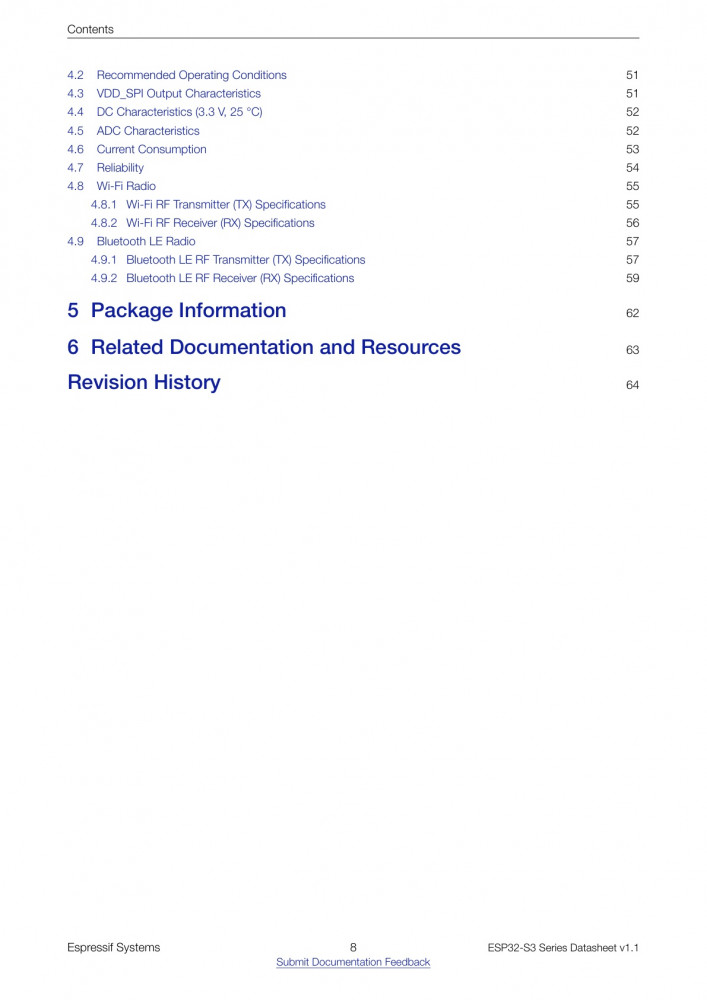 ESP32-S3 datasheet page 8