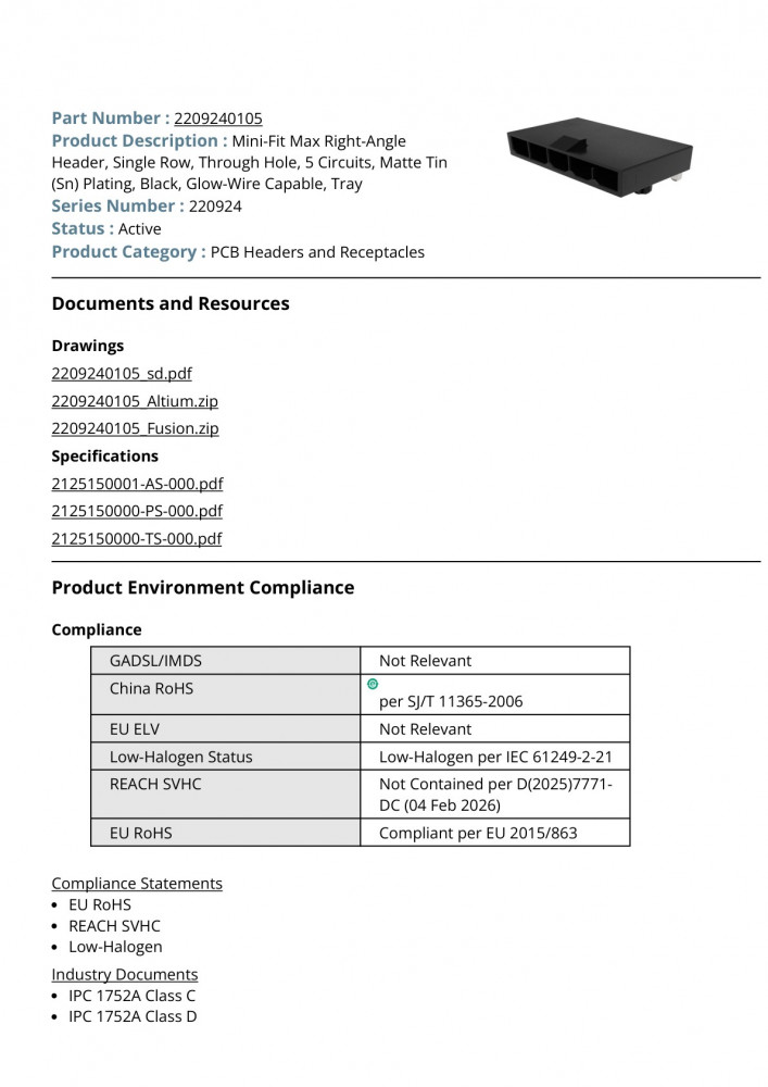 MOLEX 2209240105 technical document image 1