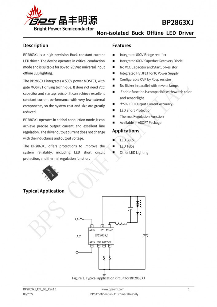 BP2863XJ technical document page 1