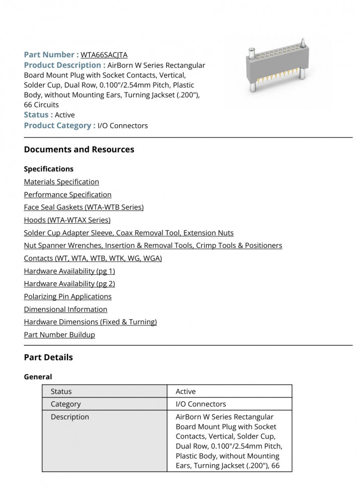 WTA66SACJTA technical document image, page 1