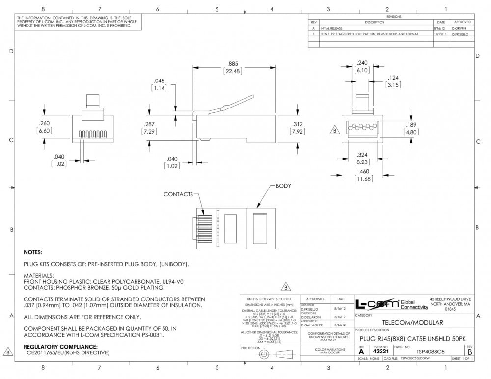 TSP4088C5 technical drawing page