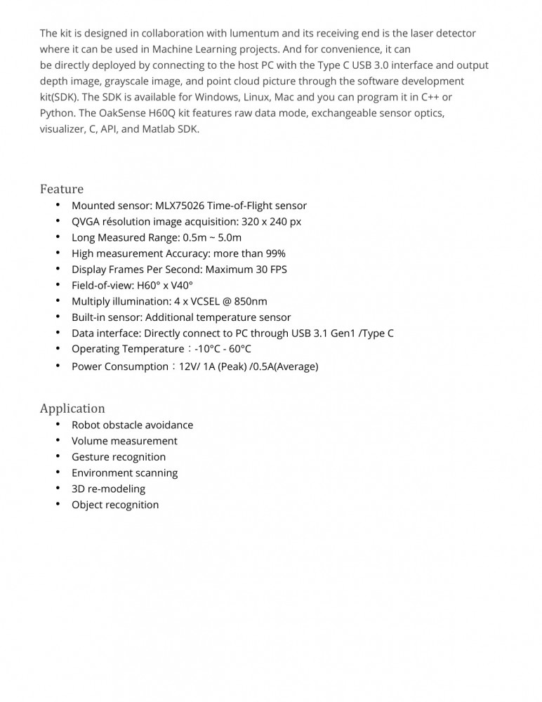 OakSense H60Q technical document page 2