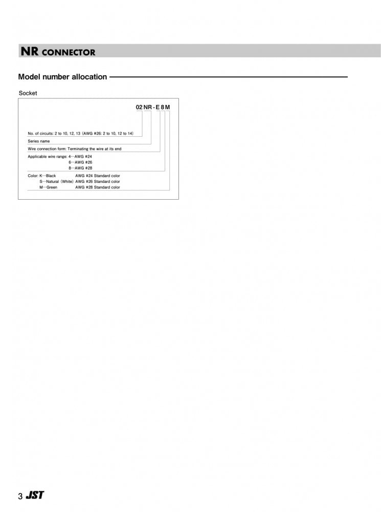 JST NR connector technical document page 3