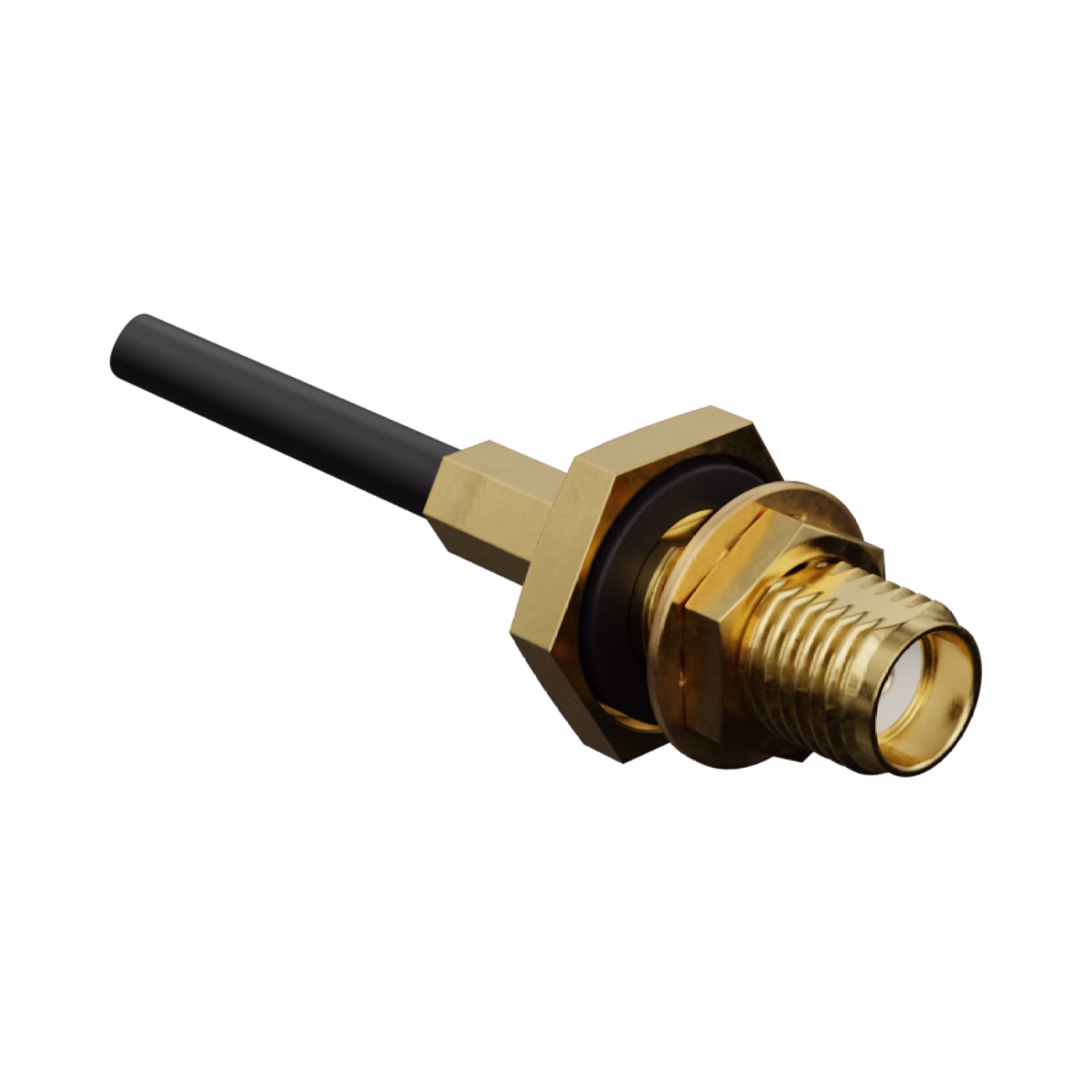SMA Jack, Straight, Bulkhead, Crimp, LMR-100, RG-174, RG-188 and RG-316 Cable, Brass Body, .01µm Gold (Au) Plated, 50 Ohms for sale