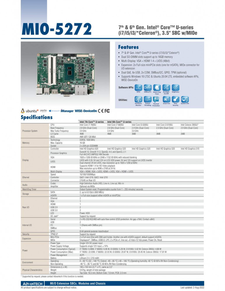 MIO-5272 datasheet page 1
