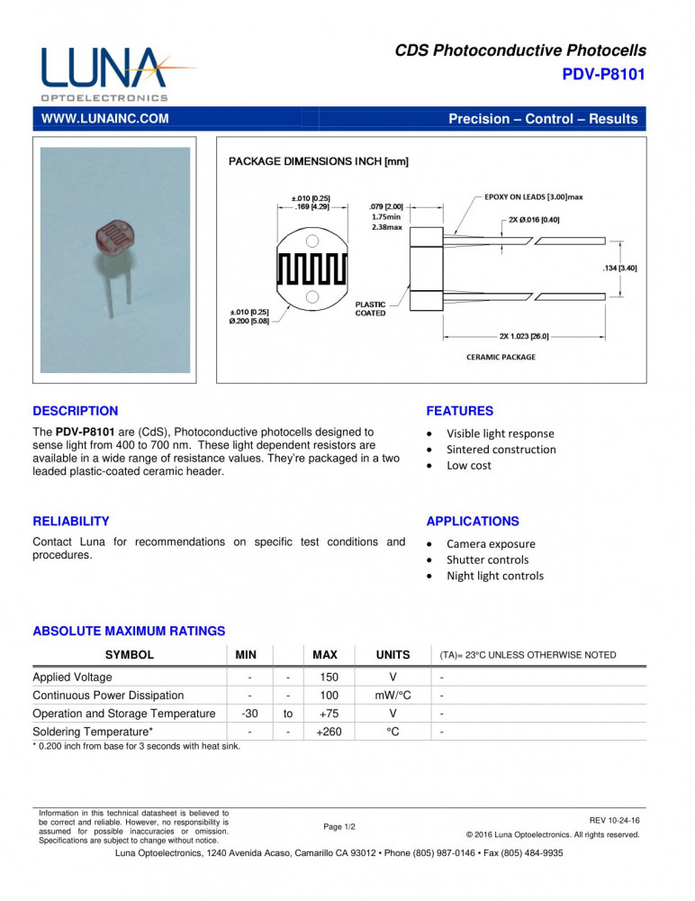 PDV-P8101 technical document, page 1