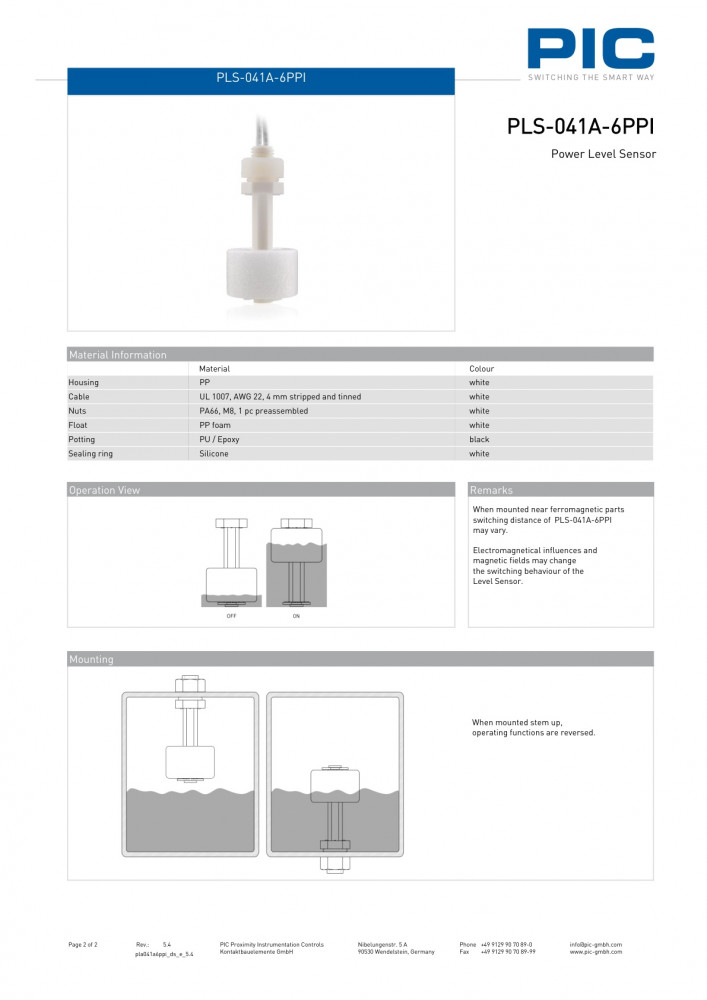 PLS-041A-6PPI technical document page 2