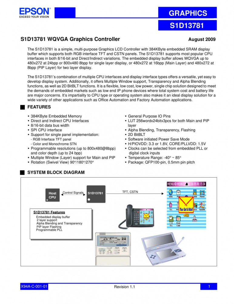EPSON S1D13781 document page 1