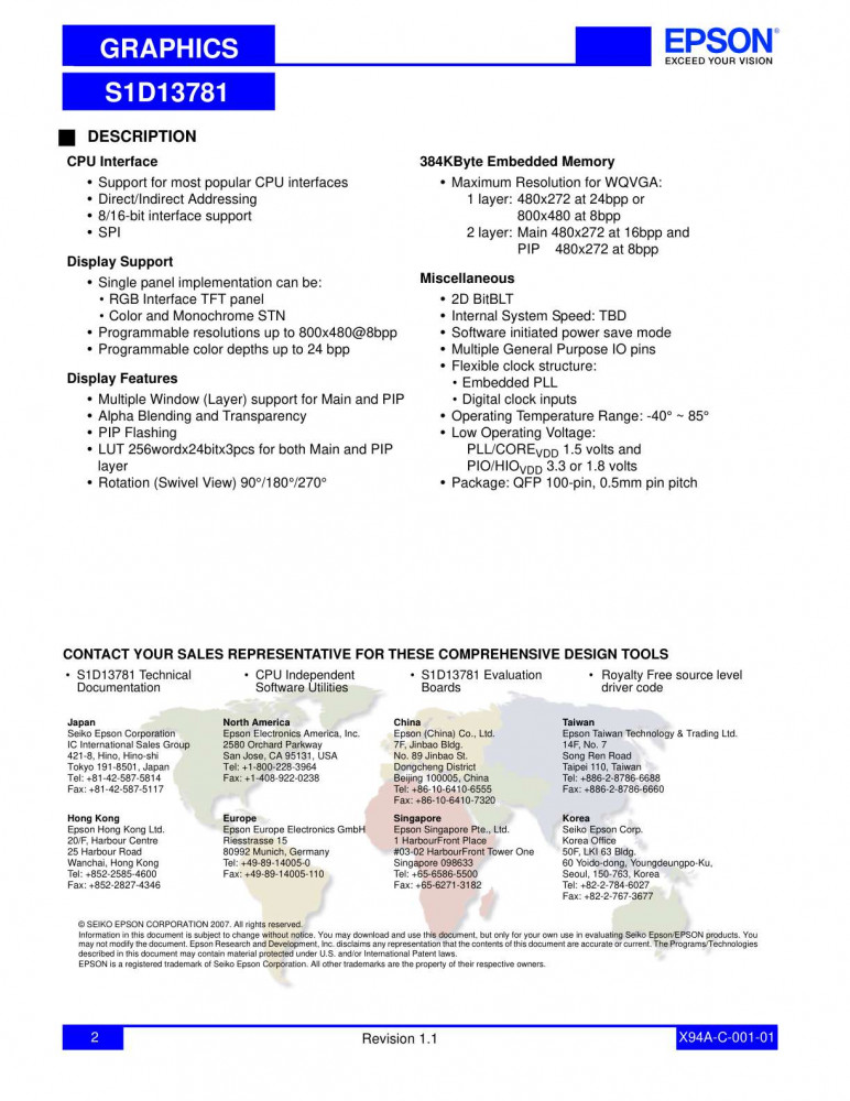 EPSON S1D13781 document page 2