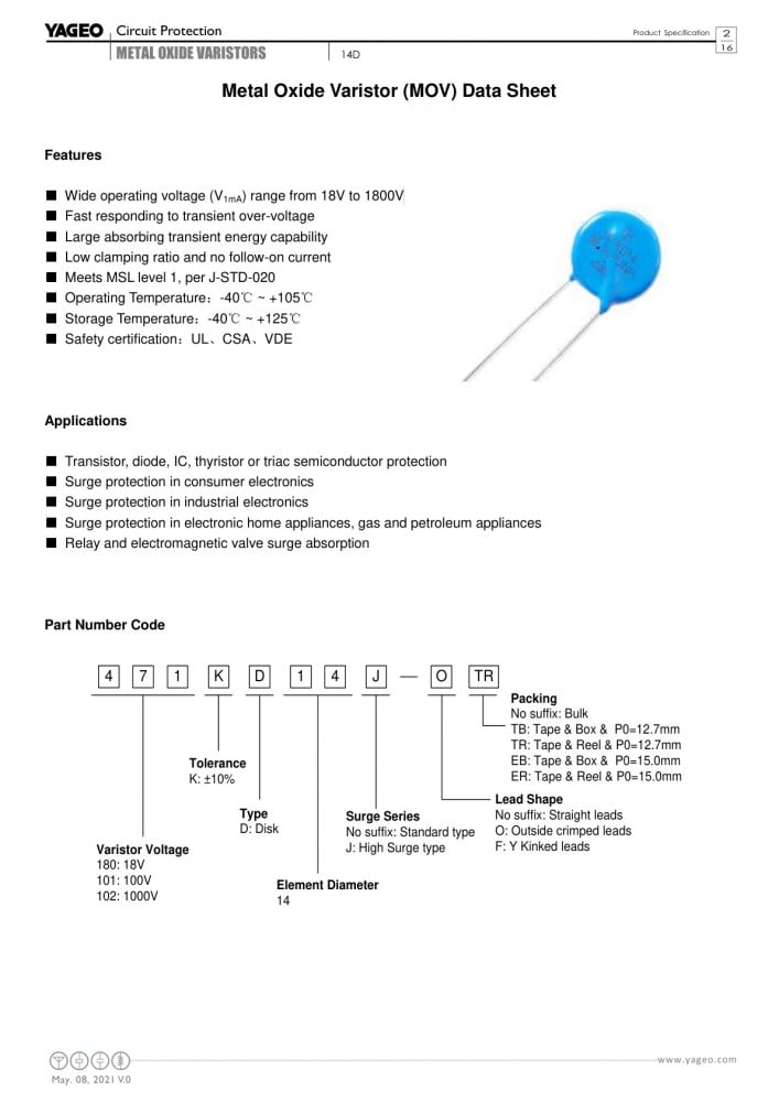 Brightking MOV datasheet page 2