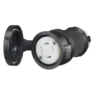 Locking Devices, Twist-Lock®, Industrial, Flanged Receptacle, 30A 3-Phase Wye 347/600V AC, 4-Pole 5-Wire Grounding, L23-30R, Screw Terminal, White