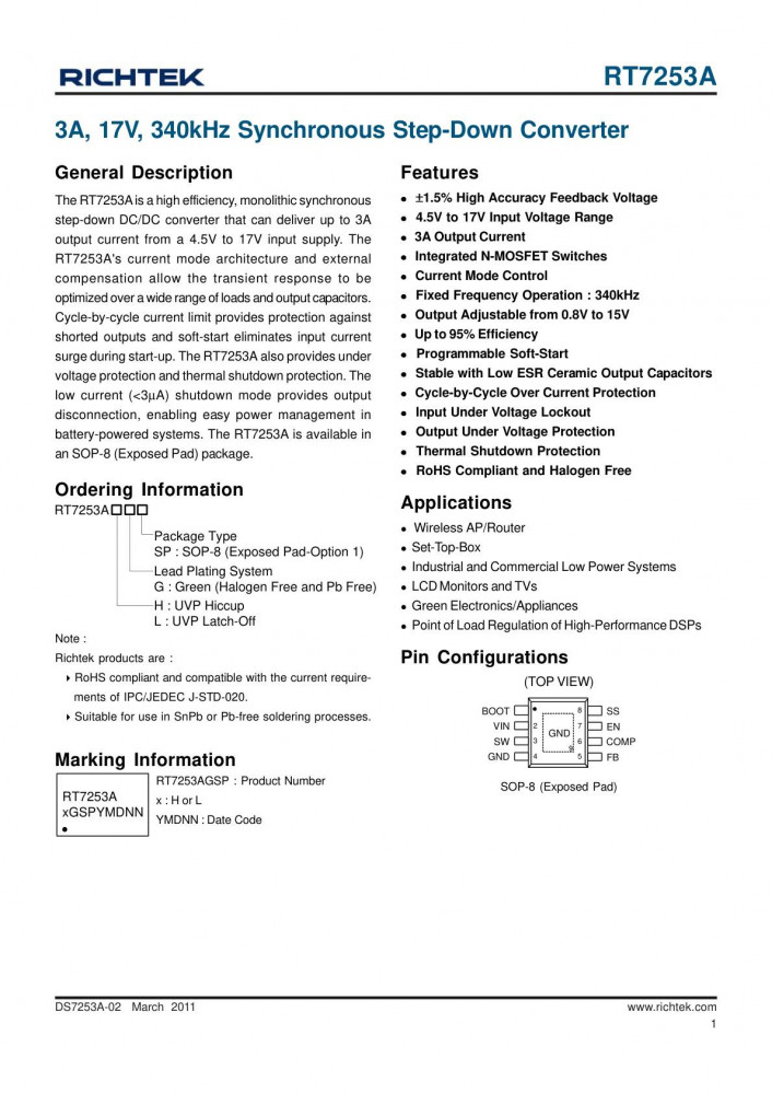RT7253A datasheet page 1