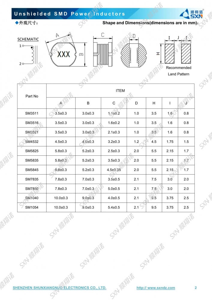 SM3521 product document page 2