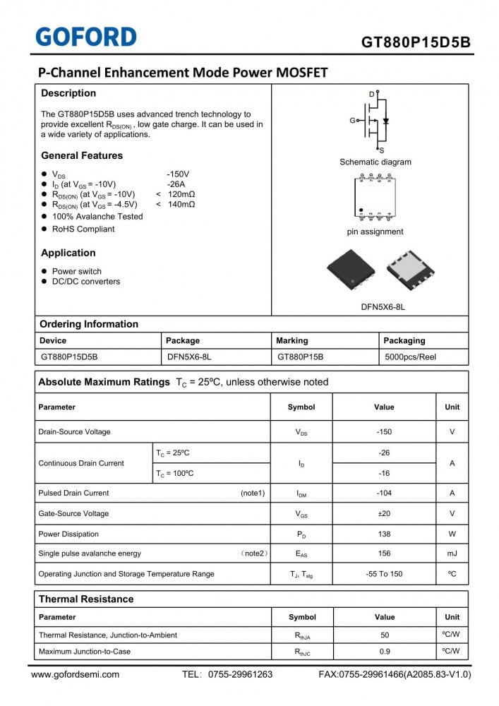 GT880P15D5B datasheet page 1