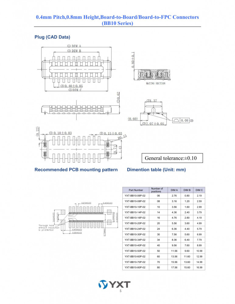 YXT BB10 series technical document page 5