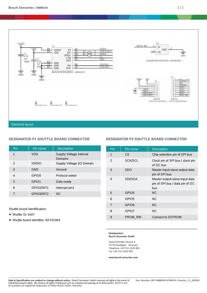 BMM150 Shuttle Board 3.0 technical document page 2