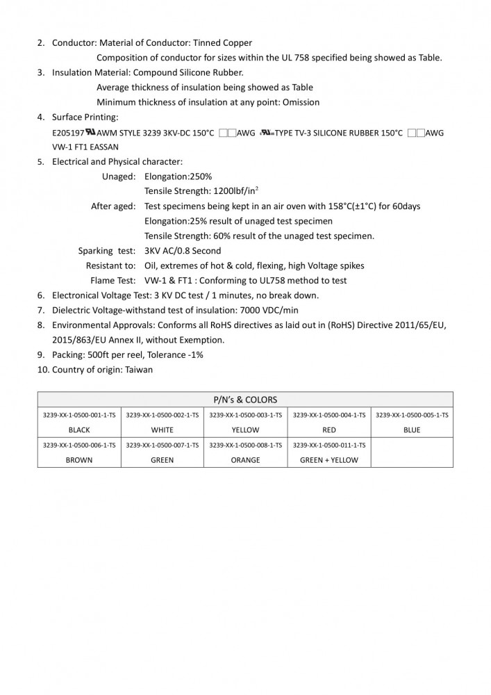 CNC Tech UL3239 wire technical document page 2