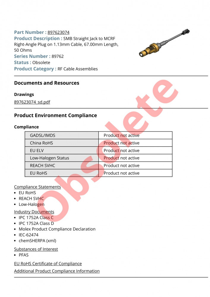 MOLEX 897623074 drawing, page 1