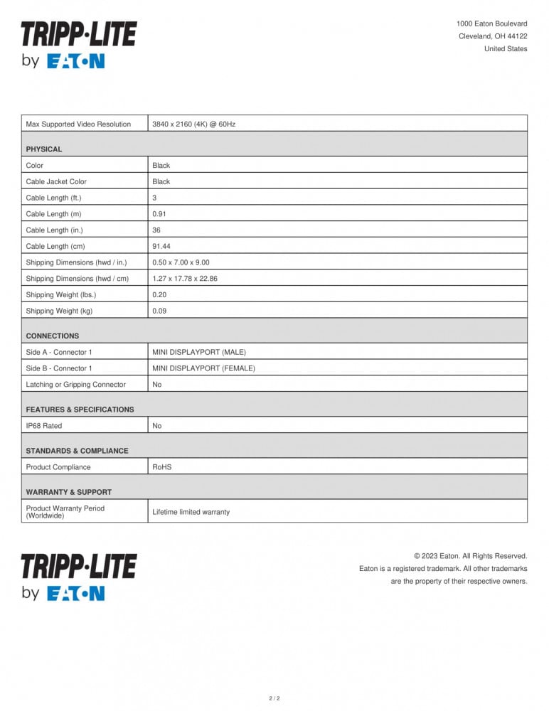 EATON P585-003 technical document page 2